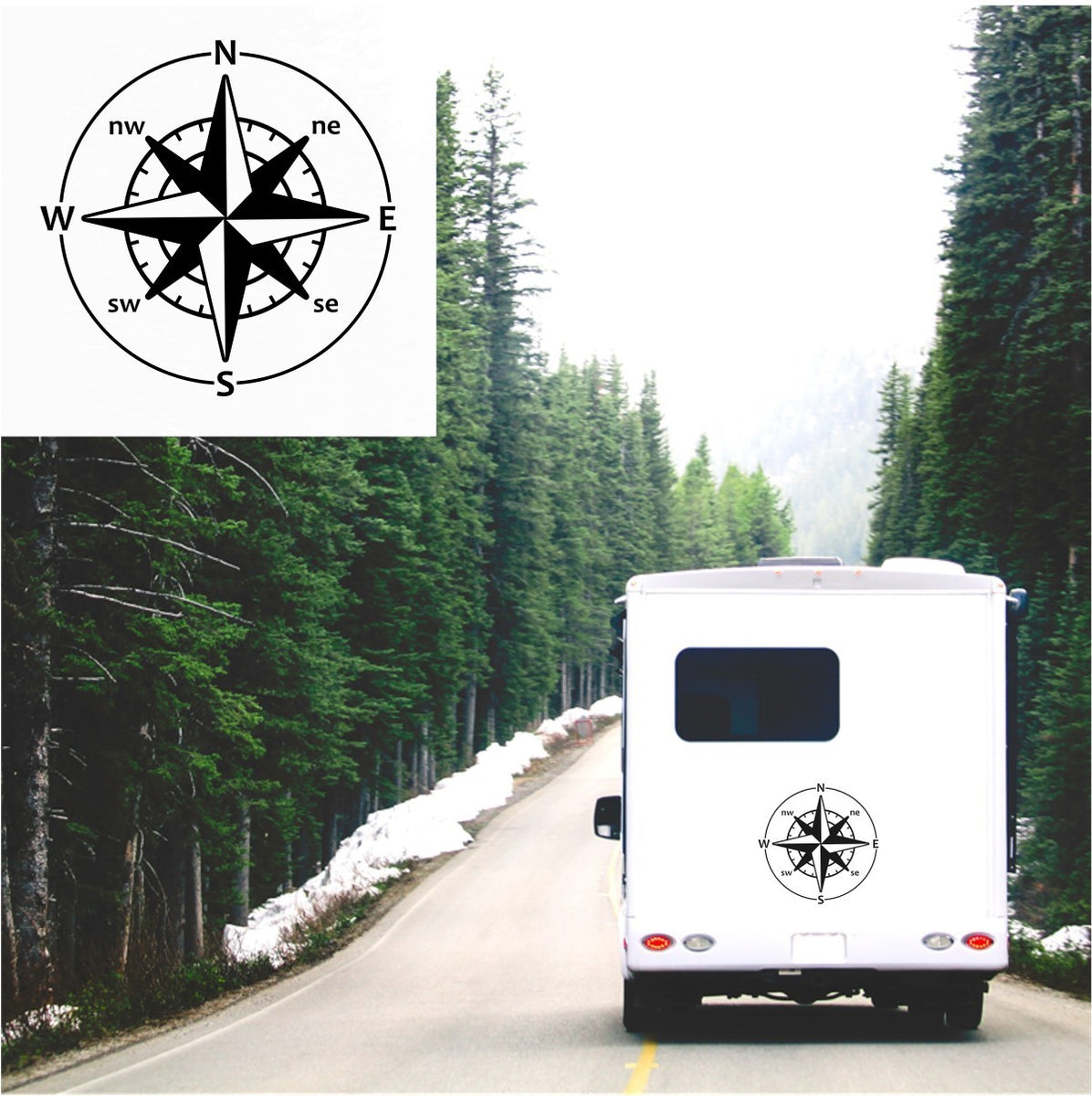 Compass Large Sticker | Motorhome Decal – 38k Vinyl Graphics